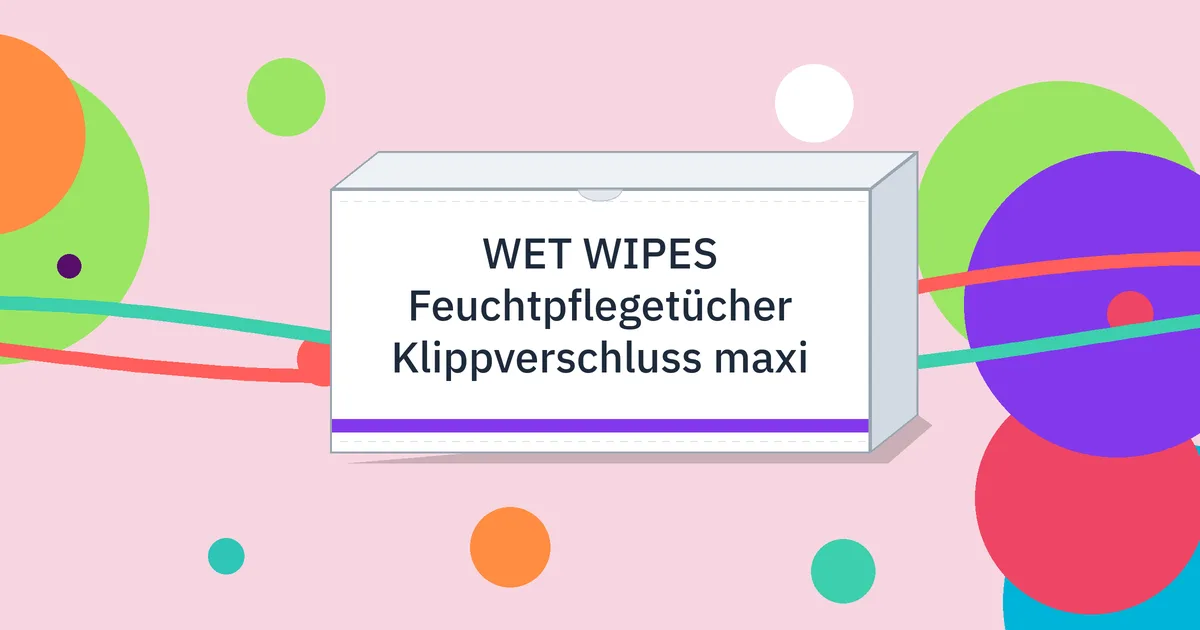 Symbolbild: Packung mit der Aufschrift WET WIPES Feuchtpflegetücher Klippverschluss maxi (PZN 18454032) – Verfügbarkeit und Bezug in Apotheken in Frankfurt am Main