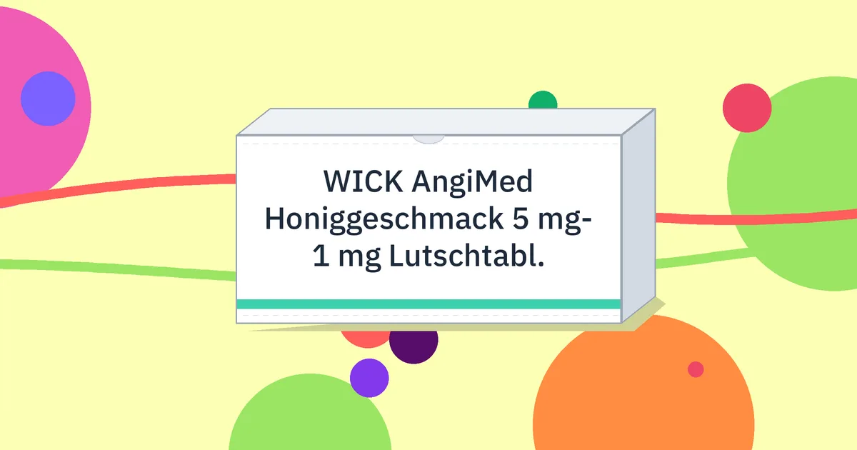 Symbolbild: Packung mit der Aufschrift WICK AngiMed Honiggeschmack 5 mg-1 mg Lutschtabl. (PZN 18447954) – Verfügbarkeit und Bezug in Apotheken in Frankfurt am Main
