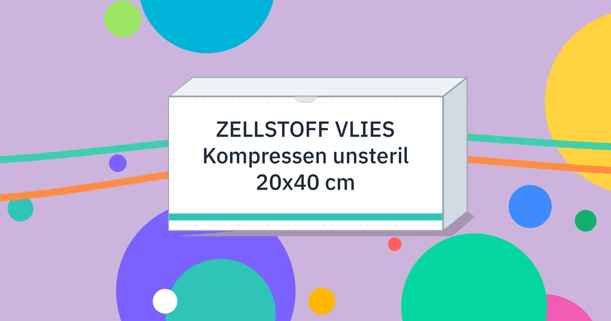 Symbolbild: Packung mit der Aufschrift ZELLSTOFF VLIES Kompressen unsteril 20x40 cm (PZN 04082584) – Verfügbarkeit und Bezug in Apotheken in Frankfurt am Main