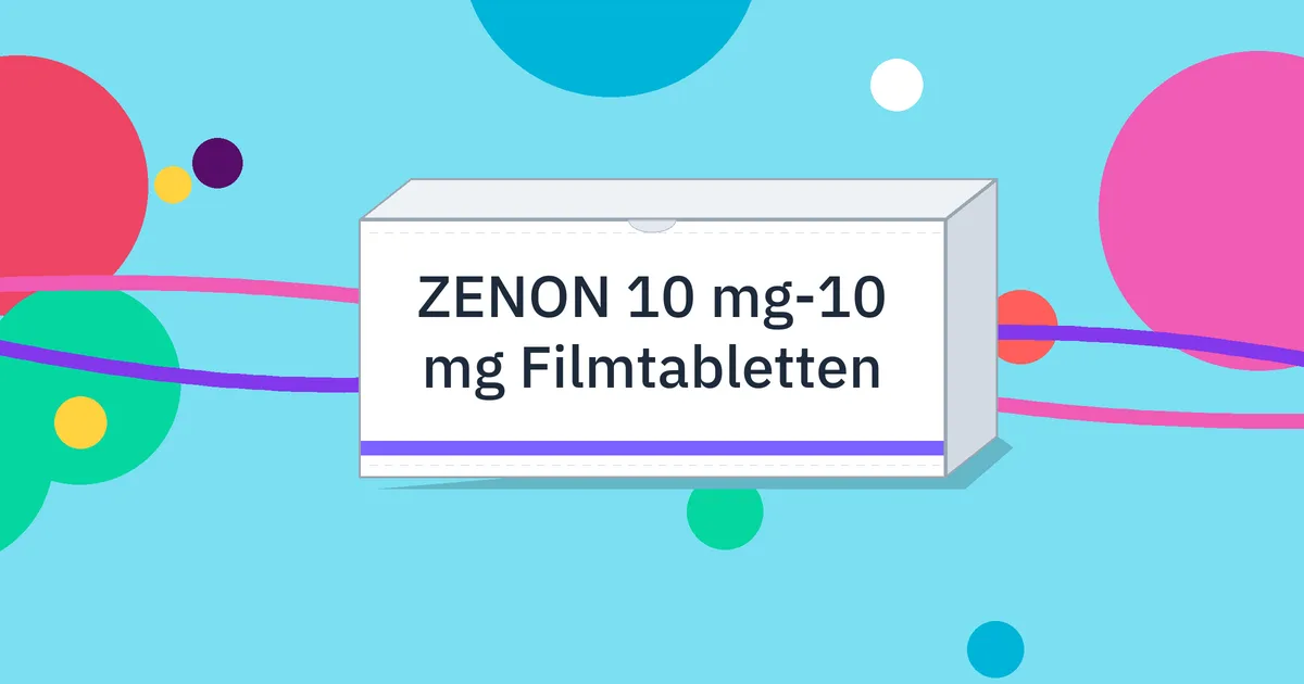 Symbolbild: Packung mit der Aufschrift ZENON 10 mg-10 mg Filmtabletten (PZN 19168452) – Verfügbarkeit und Bezug in Apotheken in Frankfurt am Main