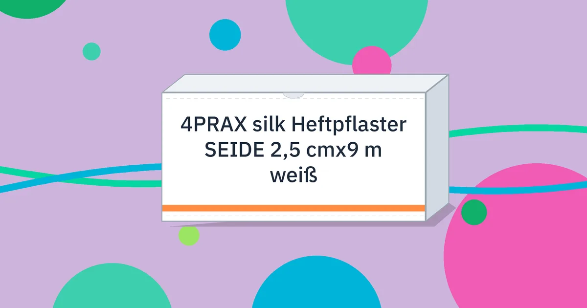 Symbolbild: Packung mit der Aufschrift 4PRAX silk Heftpflaster SEIDE 2,5 cmx9 m weiß (PZN 20230914) – Verfügbarkeit und Bezug in Apotheken in Frankfurt am Main