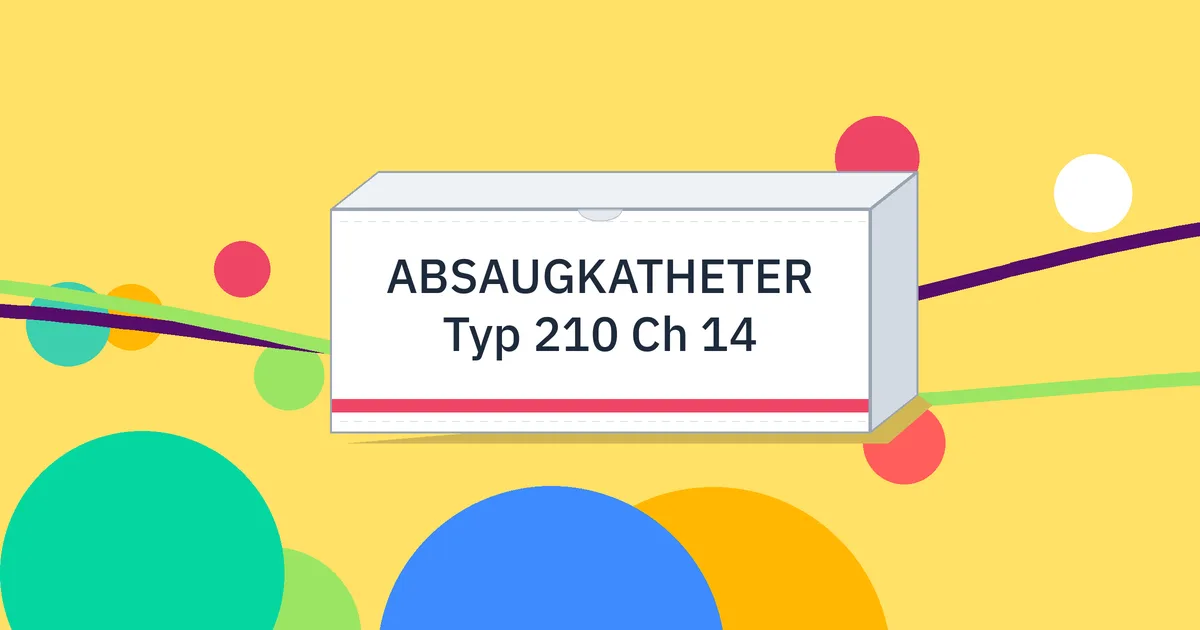 Symbolbild: Packung mit der Aufschrift ABSAUGKATHETER Typ 210 Ch 14 (PZN 07489671) – Verfügbarkeit und Bezug in Apotheken in Frankfurt am Main