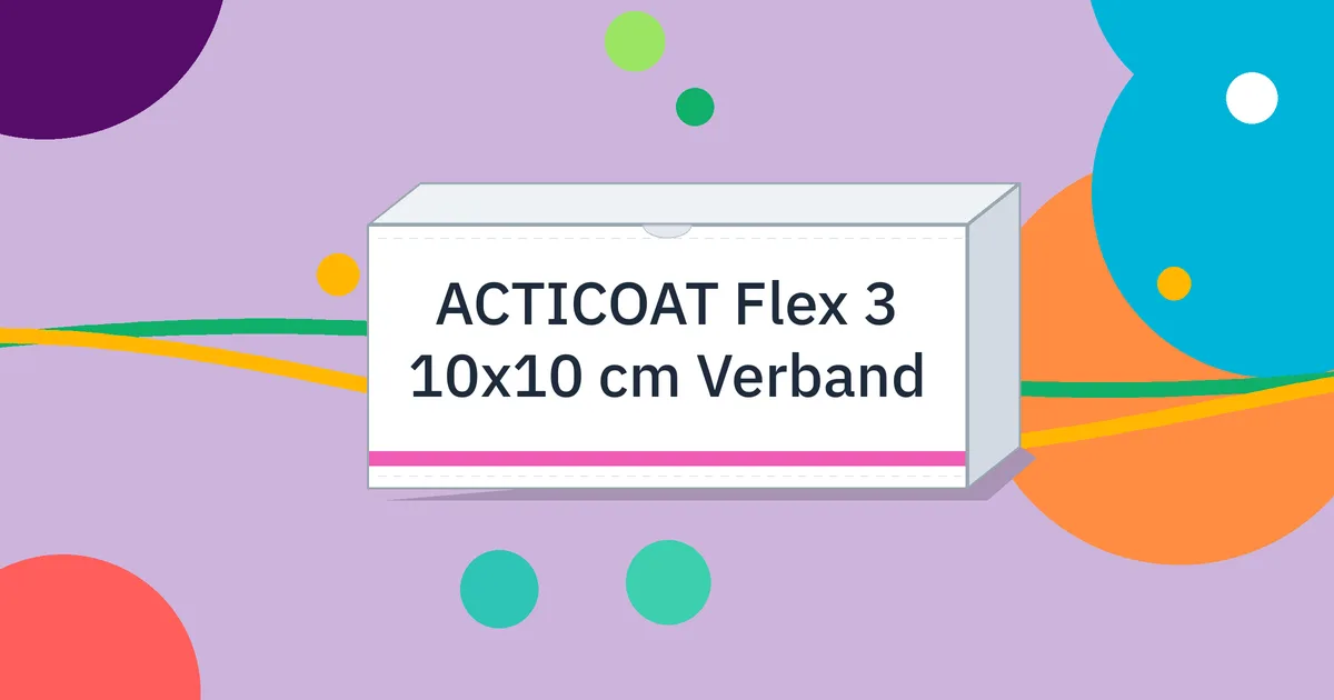 Symbolbild: Packung mit der Aufschrift ACTICOAT Flex 3 10x10 cm Verband (PZN 17433275) – Verfügbarkeit und Bezug in Apotheken in Frankfurt am Main