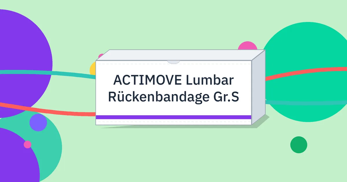 Symbolbild: Packung mit der Aufschrift ACTIMOVE Lumbar Rückenbandage Gr.S (PZN 17949180) – Verfügbarkeit und Bezug in Apotheken in Frankfurt am Main
