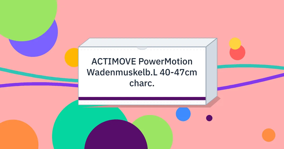Symbolbild: Packung mit der Aufschrift ACTIMOVE PowerMotion Wadenmuskelb.L 40-47cm charc. (PZN 17948559) – Verfügbarkeit und Bezug in Apotheken in Frankfurt am Main