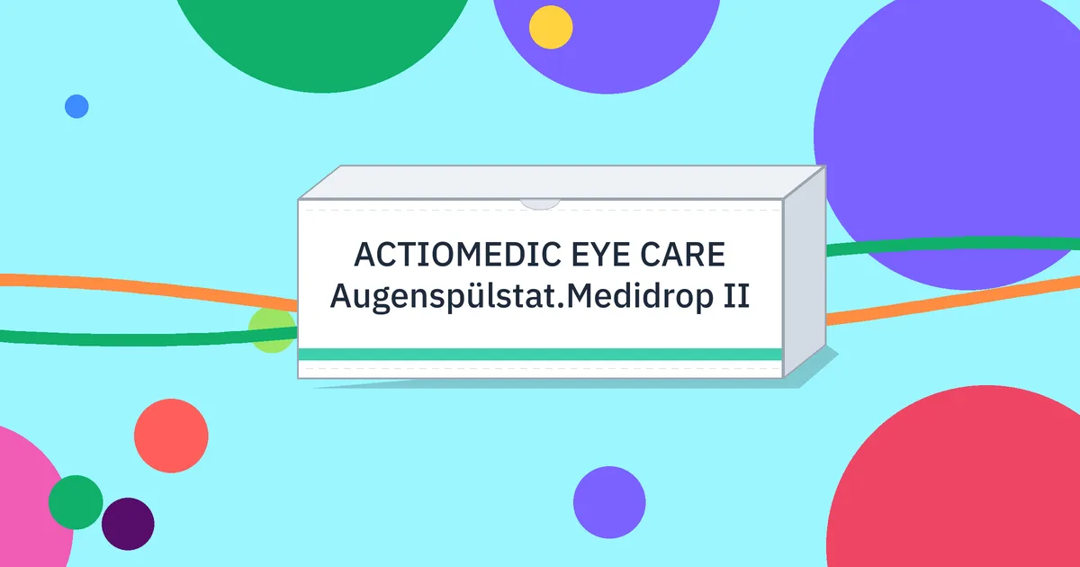 Symbolbild: Packung mit der Aufschrift ACTIOMEDIC EYE CARE Augenspülstat.Medidrop II (PZN 12547092) – Verfügbarkeit und Bezug in Apotheken in Frankfurt am Main