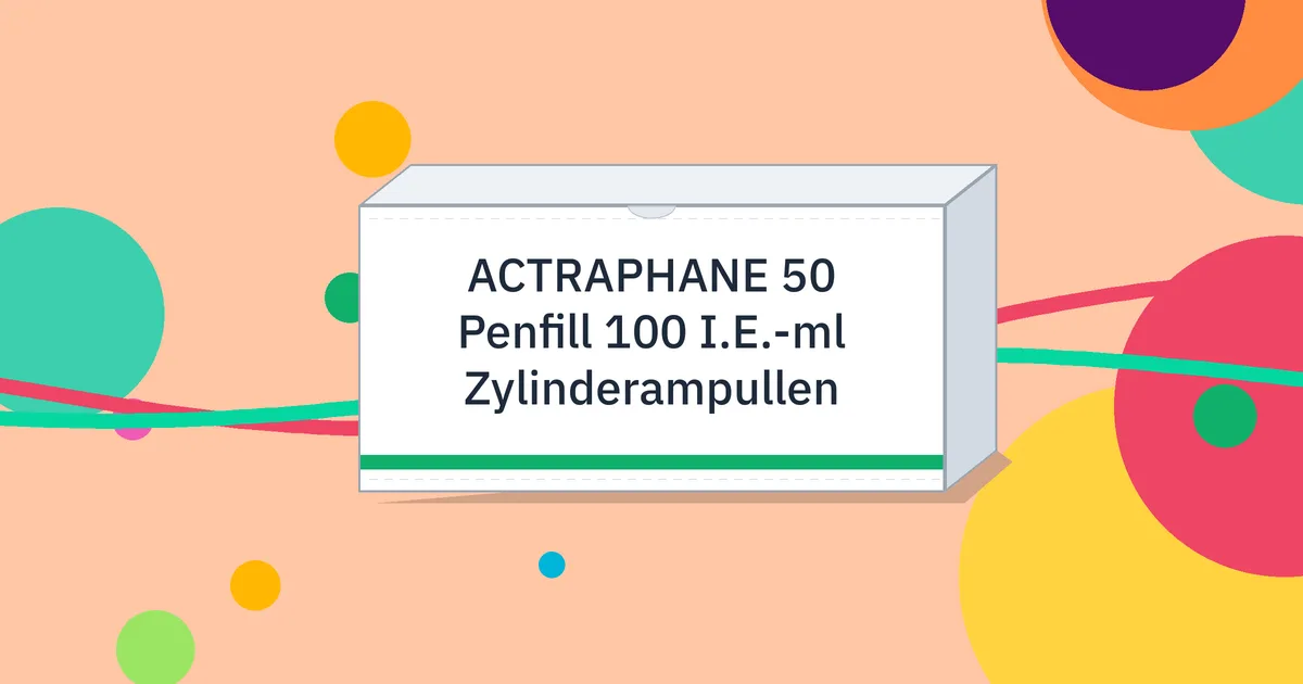 Symbolbild: Packung mit der Aufschrift ACTRAPHANE 50 Penfill 100 I.E.-ml Zylinderampullen (PZN 00542882) – Verfügbarkeit und Bezug in Apotheken in Frankfurt am Main