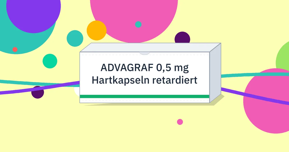 Symbolbild: Packung mit der Aufschrift ADVAGRAF 0,5 mg Hartkapseln retardiert (PZN 20089551) – Verfügbarkeit und Bezug in Apotheken in Frankfurt am Main