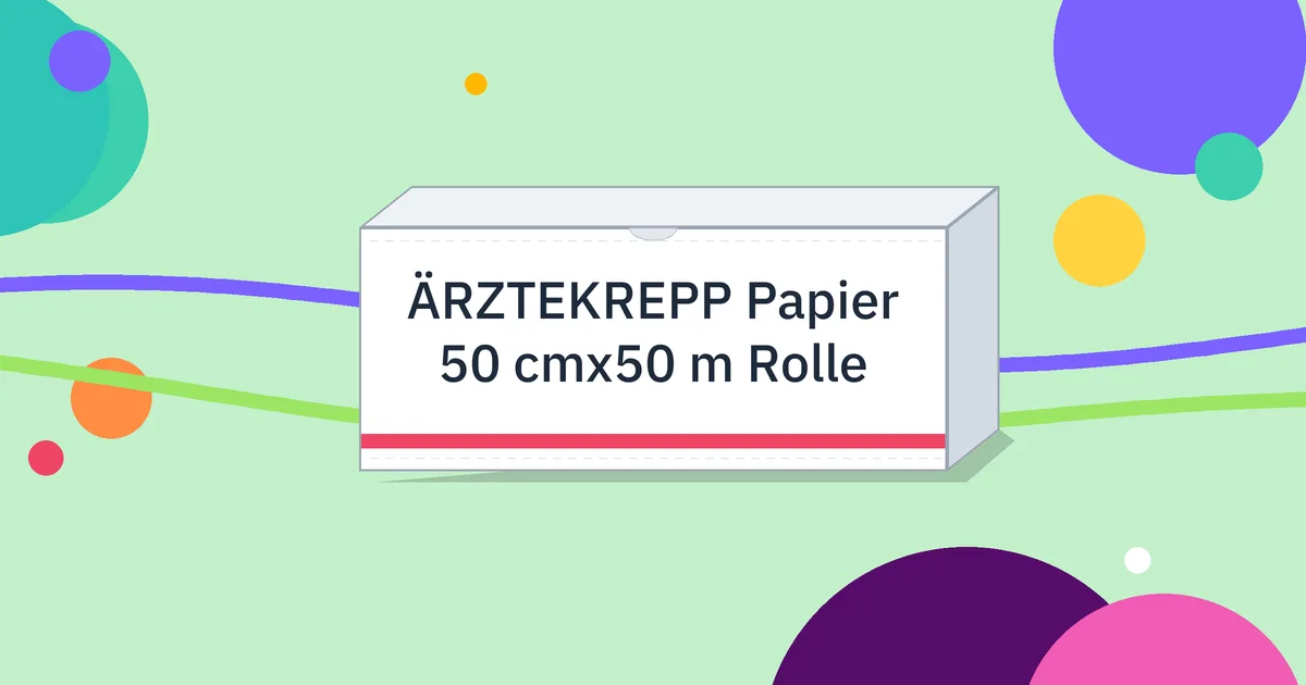 Symbolbild: Packung mit der Aufschrift ÄRZTEKREPP Papier 50 cmx50 m Rolle (PZN 10407866) – Verfügbarkeit und Bezug in Apotheken in Frankfurt am Main