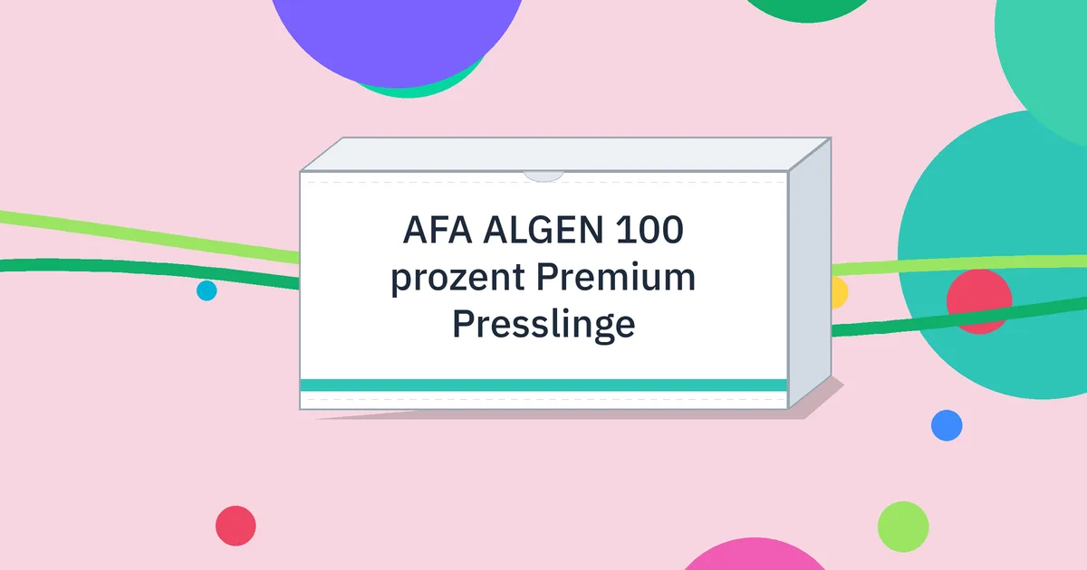 Symbolbild: Packung mit der Aufschrift AFA ALGEN 100 prozent Premium Presslinge (PZN 07028183) – Verfügbarkeit und Bezug in Apotheken in Frankfurt am Main
