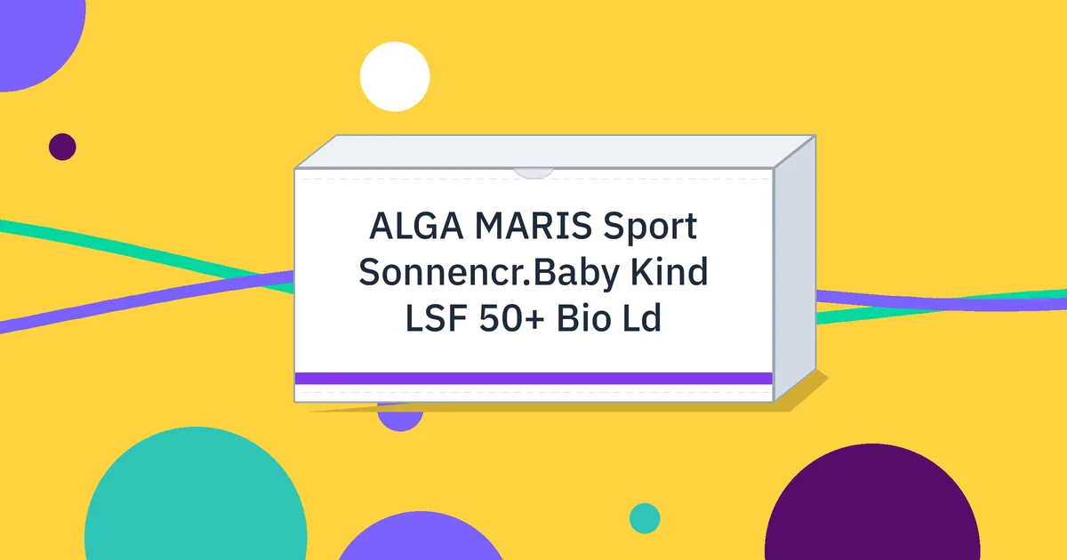 Symbolbild: Packung mit der Aufschrift ALGA MARIS Sport Sonnencr.Baby Kind LSF 50+ Bio Ld (PZN 18388967) – Verfügbarkeit und Bezug in Apotheken in Frankfurt am Main