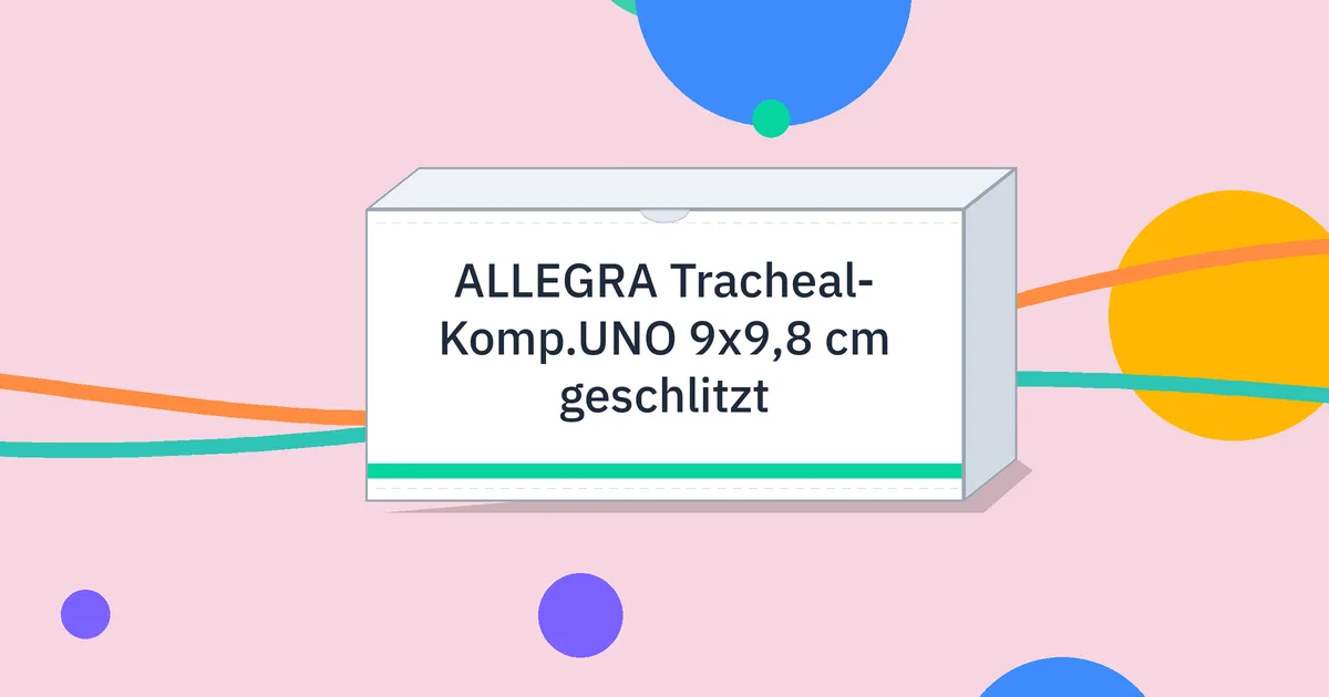 Symbolbild: Packung mit der Aufschrift ALLEGRA Tracheal-Komp.UNO 9x9,8 cm geschlitzt (PZN 11113724) – Verfügbarkeit und Bezug in Apotheken in Frankfurt am Main