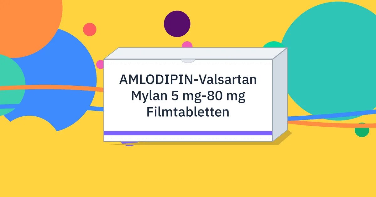 Symbolbild: Packung mit der Aufschrift AMLODIPIN-Valsartan Mylan 5 mg-80 mg Filmtabletten (PZN 12390207) – Verfügbarkeit und Bezug in Apotheken in Frankfurt am Main