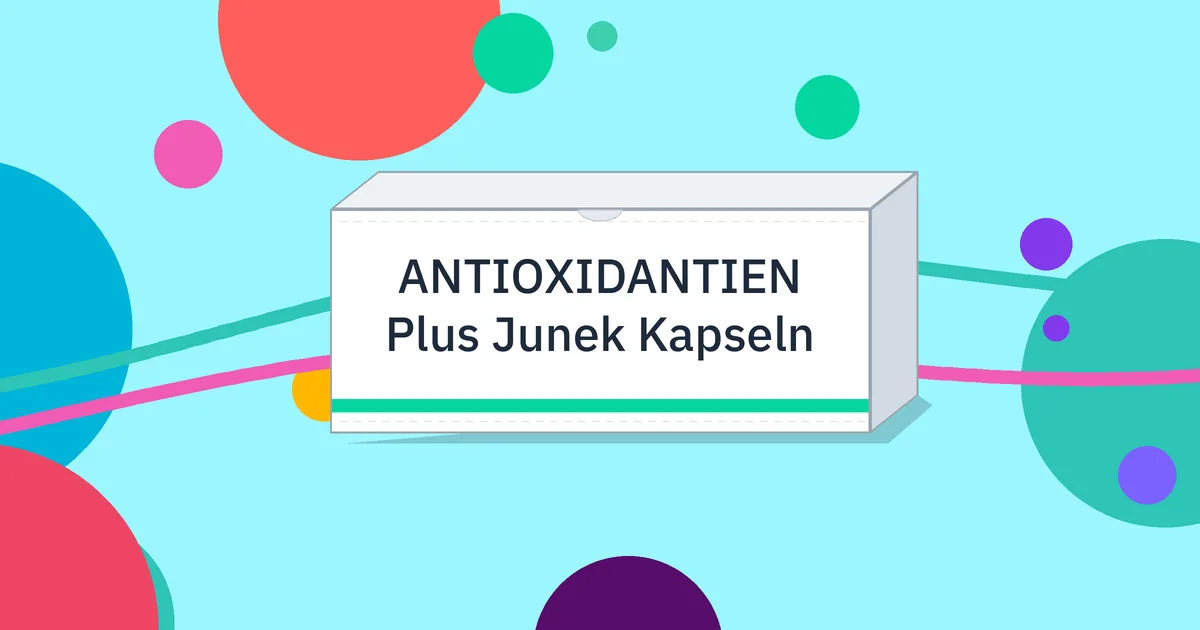 Symbolbild: Packung mit der Aufschrift ANTIOXIDANTIEN Plus Junek Kapseln (PZN 00136136) – Verfügbarkeit und Bezug in Apotheken in Frankfurt am Main