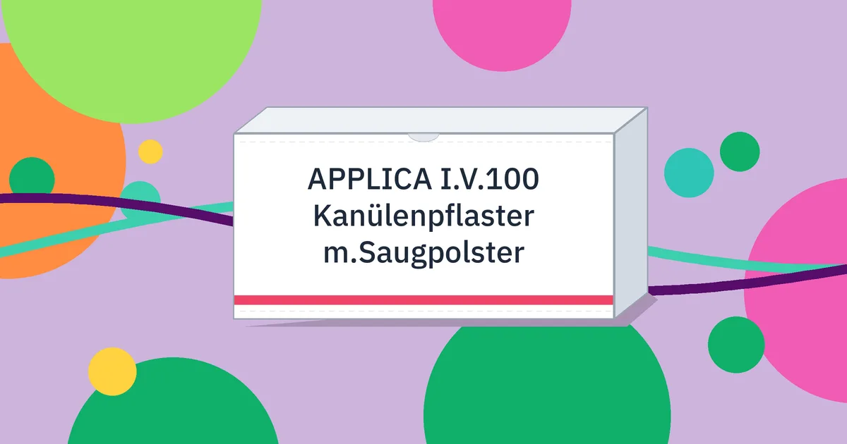 Symbolbild: Packung mit der Aufschrift APPLICA I.V.100 Kanülenpflaster m.Saugpolster (PZN 15748282) – Verfügbarkeit und Bezug in Apotheken in Frankfurt am Main