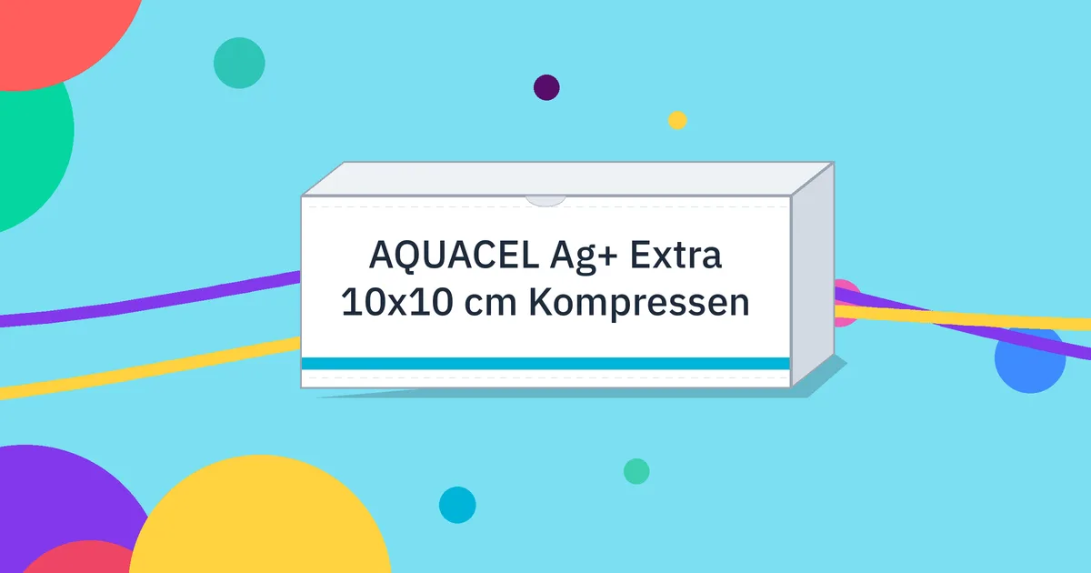 Symbolbild: Packung mit der Aufschrift AQUACEL Ag+ Extra 10x10 cm Kompressen (PZN 16229199) – Verfügbarkeit und Bezug in Apotheken in Frankfurt am Main