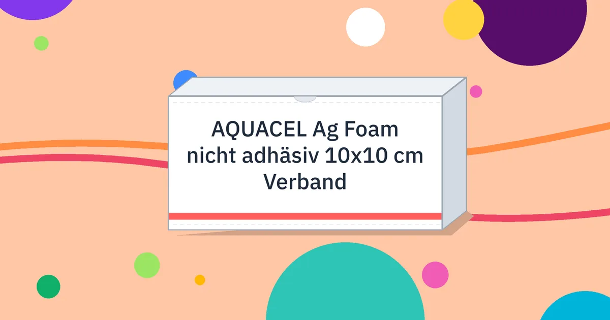 Symbolbild: Packung mit der Aufschrift AQUACEL Ag Foam nicht adhäsiv 10x10 cm Verband (PZN 17156060) – Verfügbarkeit und Bezug in Apotheken in Frankfurt am Main