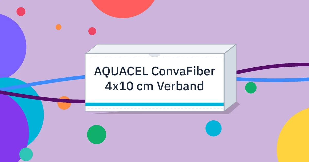 Symbolbild: Packung mit der Aufschrift AQUACEL ConvaFiber 4x10 cm Verband (PZN 19382300) – Verfügbarkeit und Bezug in Apotheken in Frankfurt am Main