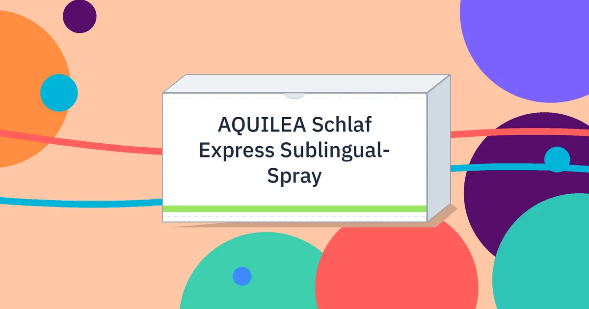 Symbolbild: Packung mit der Aufschrift AQUILEA Schlaf Express Sublingual-Spray (PZN 17573639) – Verfügbarkeit und Bezug in Apotheken in Frankfurt am Main
