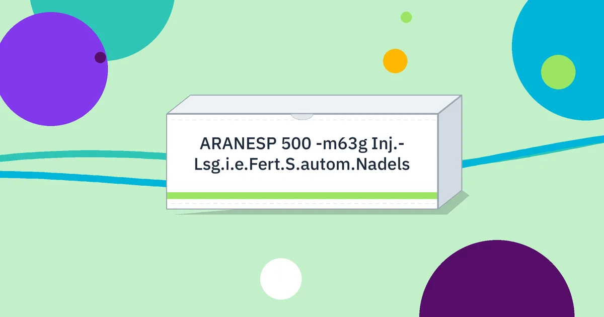 Symbolbild: Packung mit der Aufschrift ARANESP 500 -m63g Inj.-Lsg.i.e.Fert.S.autom.Nadels (PZN 18330181) – Verfügbarkeit und Bezug in Apotheken in Frankfurt am Main