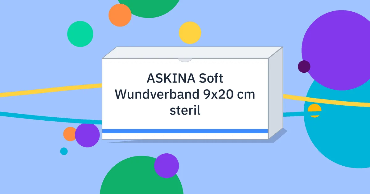 Symbolbild: Packung mit der Aufschrift ASKINA Soft Wundverband 9x20 cm steril (PZN 09083298) – Verfügbarkeit und Bezug in Apotheken in Frankfurt am Main