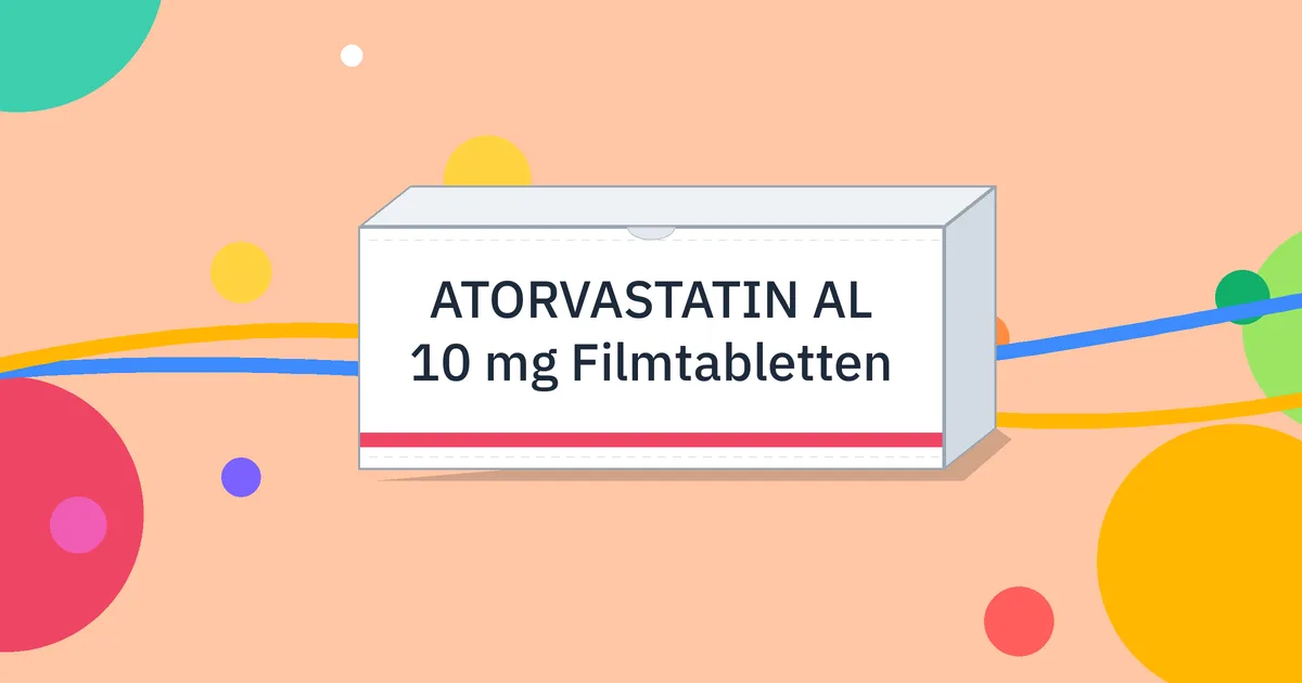 Symbolbild: Packung mit der Aufschrift ATORVASTATIN AL 10 mg Filmtabletten (PZN 09281839) – Verfügbarkeit und Bezug in Apotheken in Frankfurt am Main