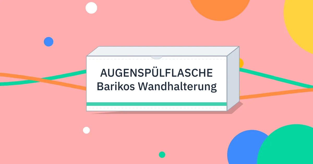 Symbolbild: Packung mit der Aufschrift AUGENSPÜLFLASCHE Barikos Wandhalterung (PZN 01023003) – Verfügbarkeit und Bezug in Apotheken in Frankfurt am Main