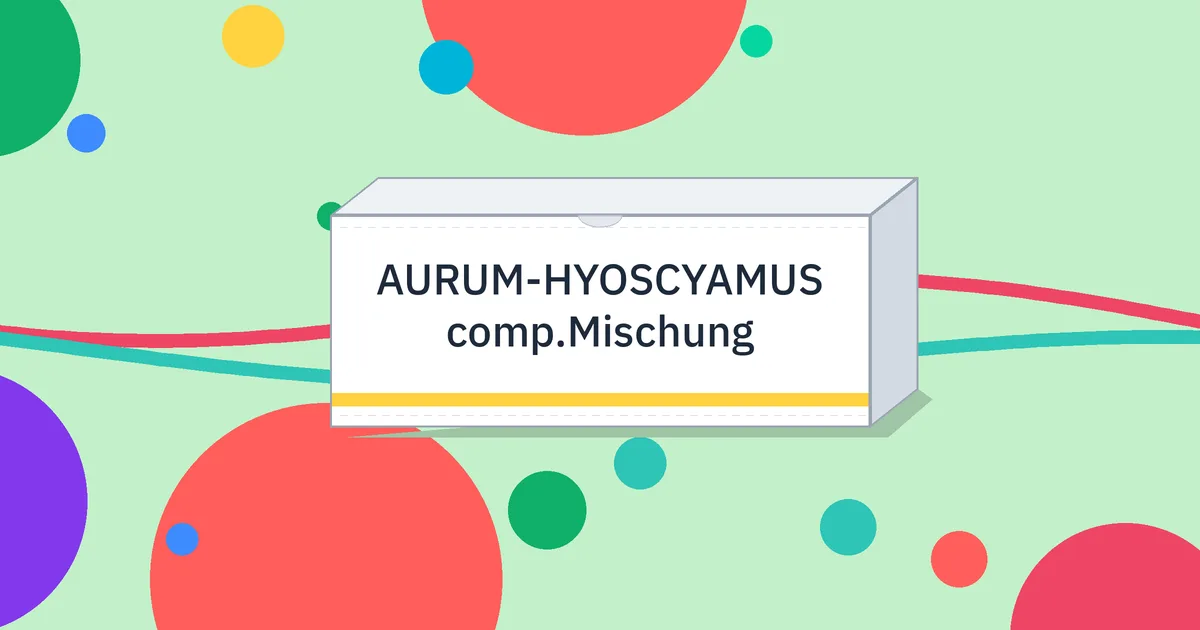 Symbolbild: Packung mit der Aufschrift AURUM-HYOSCYAMUS comp.Mischung (PZN 01612656) – Verfügbarkeit und Bezug in Apotheken in Frankfurt am Main