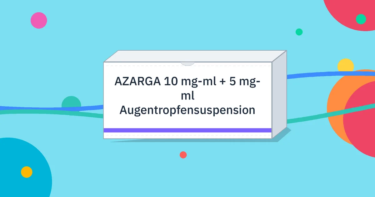 Symbolbild: Packung mit der Aufschrift AZARGA 10 mg-ml + 5 mg-ml Augentropfensuspension (PZN 16840417) – Verfügbarkeit und Bezug in Apotheken in Frankfurt am Main