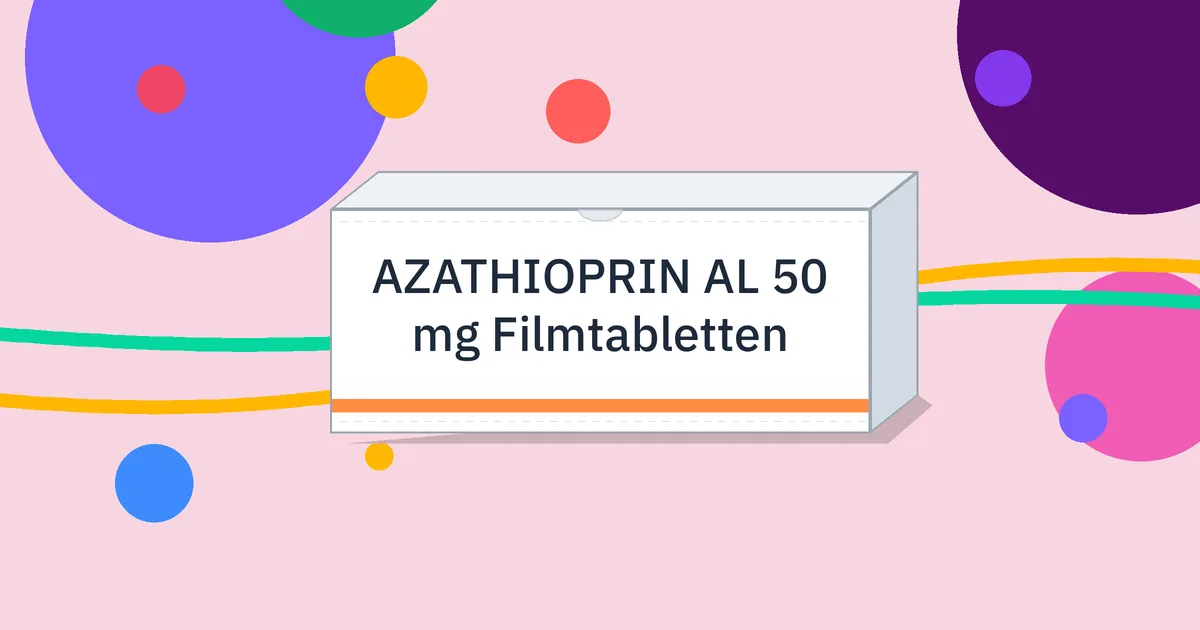 Symbolbild: Packung mit der Aufschrift AZATHIOPRIN AL 50 mg Filmtabletten (PZN 10168976) – Verfügbarkeit und Bezug in Apotheken in Frankfurt am Main