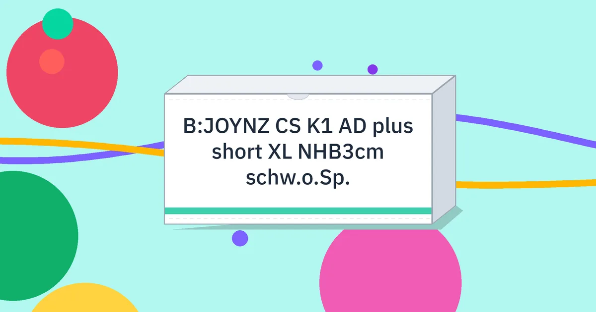 Symbolbild: Packung mit der Aufschrift B:JOYNZ CS K1 AD plus short XL NHB3cm schw.o.Sp. (PZN 20529843) – Verfügbarkeit und Bezug in Apotheken in Frankfurt am Main