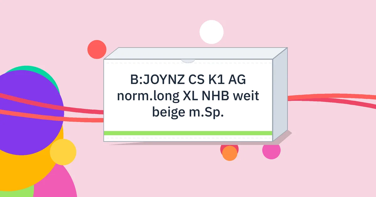 Symbolbild: Packung mit der Aufschrift B:JOYNZ CS K1 AG norm.long XL NHB weit beige m.Sp. (PZN 20535625) – Verfügbarkeit und Bezug in Apotheken in Frankfurt am Main