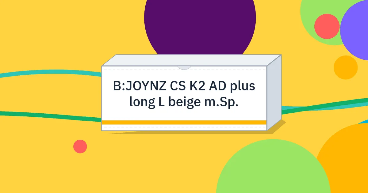 Symbolbild: Packung mit der Aufschrift B:JOYNZ CS K2 AD plus long L beige m.Sp. (PZN 20525259) – Verfügbarkeit und Bezug in Apotheken in Frankfurt am Main