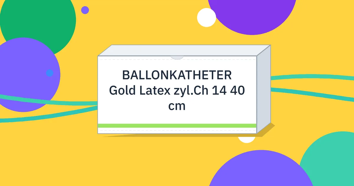 Symbolbild: Packung mit der Aufschrift BALLONKATHETER Gold Latex zyl.Ch 14 40 cm (PZN 05141567) – Verfügbarkeit und Bezug in Apotheken in Frankfurt am Main