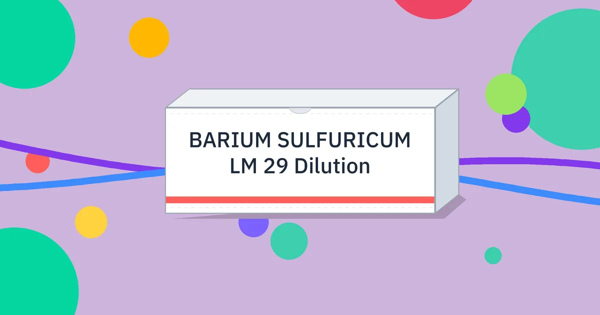 Symbolbild: Packung mit der Aufschrift BARIUM SULFURICUM LM 29 Dilution (PZN 13380599) – Verfügbarkeit und Bezug in Apotheken in Frankfurt am Main