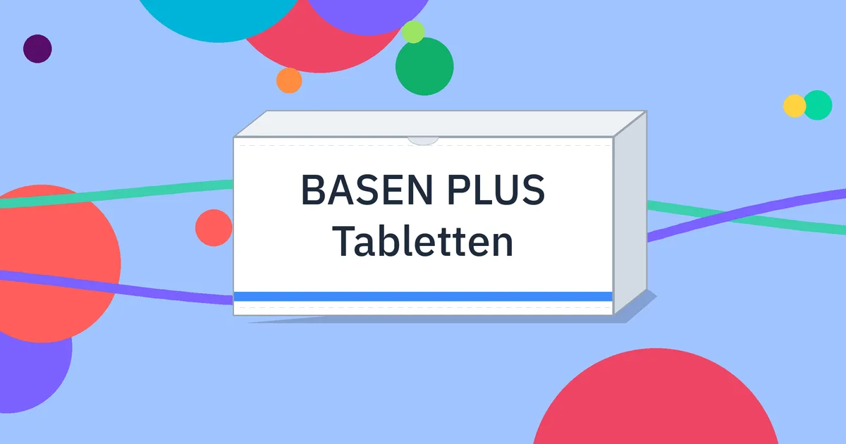 Symbolbild: Packung mit der Aufschrift BASEN PLUS Tabletten (PZN 00085172) – Verfügbarkeit und Bezug in Apotheken in Frankfurt am Main