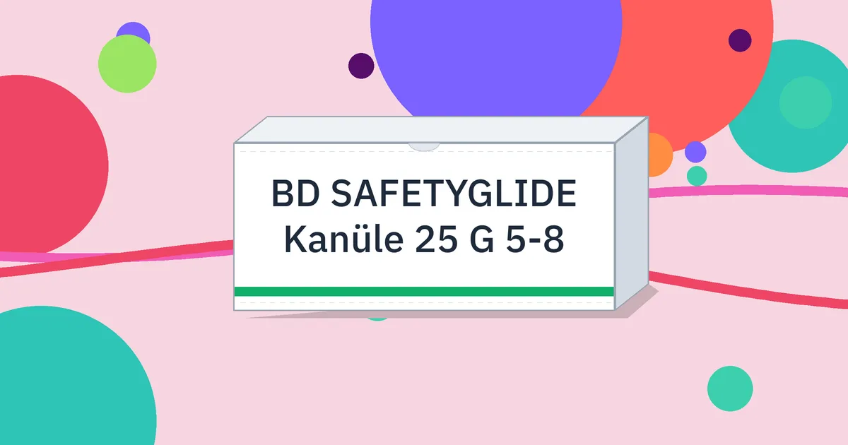 Symbolbild: Packung mit der Aufschrift BD SAFETYGLIDE Kanüle 25 G 5-8 (PZN 08848161) – Verfügbarkeit und Bezug in Apotheken in Frankfurt am Main