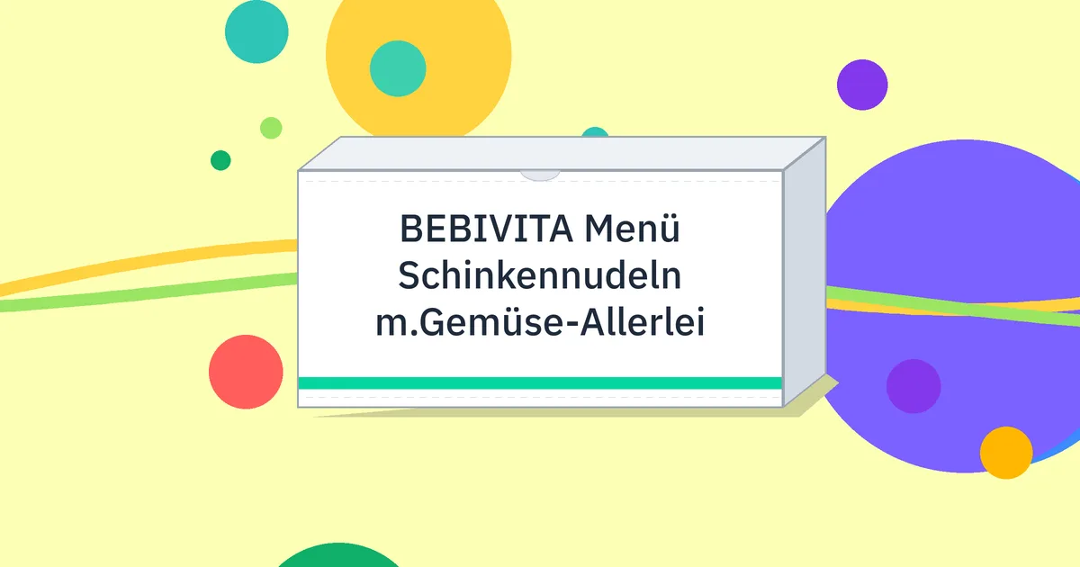 Symbolbild: Packung mit der Aufschrift BEBIVITA Menü Schinkennudeln m.Gemüse-Allerlei (PZN 16936011) – Verfügbarkeit und Bezug in Apotheken in Frankfurt am Main