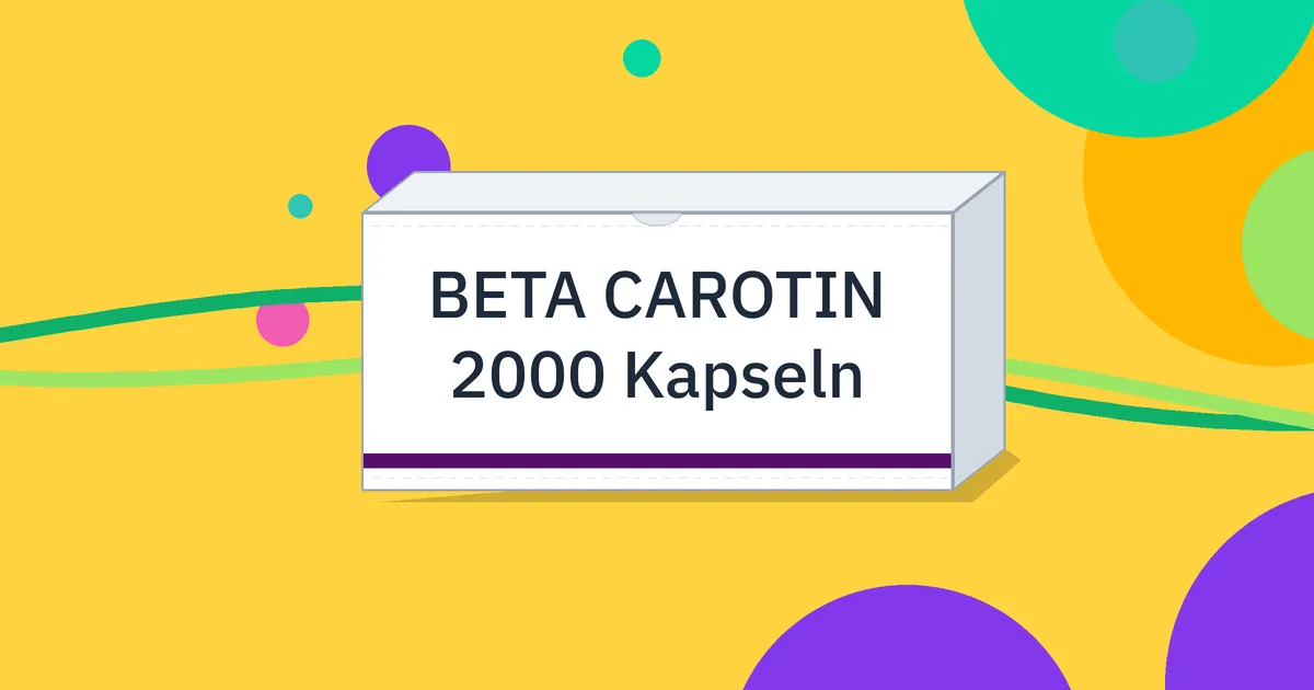 Symbolbild: Packung mit der Aufschrift BETA CAROTIN 2000 Kapseln (PZN 04389963) – Verfügbarkeit und Bezug in Apotheken in Frankfurt am Main