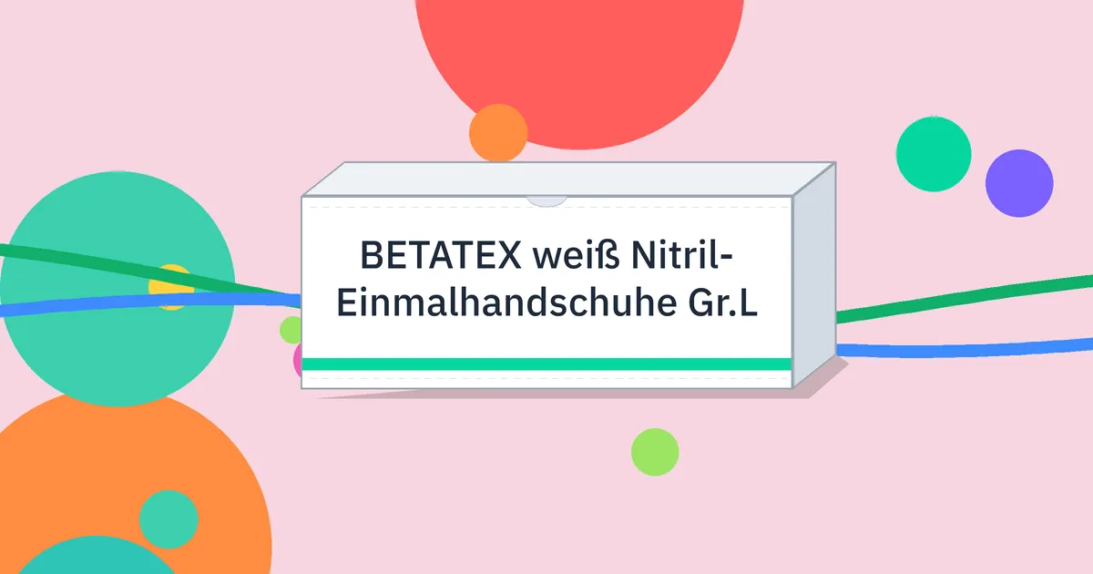 Symbolbild: Packung mit der Aufschrift BETATEX weiß Nitril-Einmalhandschuhe Gr.L (PZN 17817001) – Verfügbarkeit und Bezug in Apotheken in Frankfurt am Main