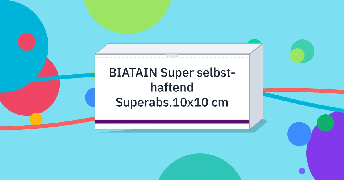 Symbolbild: Packung mit der Aufschrift BIATAIN Super selbst-haftend Superabs.10x10 cm (PZN 10046374) – Verfügbarkeit und Bezug in Apotheken in Frankfurt am Main