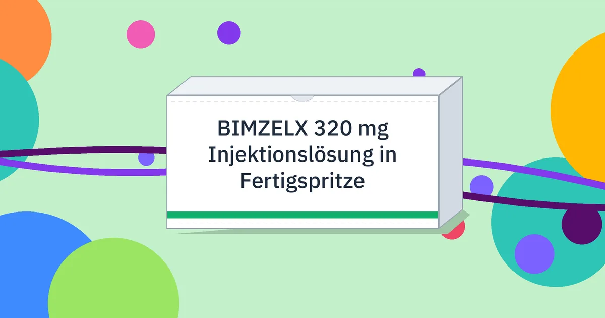Symbolbild: Packung mit der Aufschrift BIMZELX 320 mg Injektionslösung in Fertigspritze (PZN 19977654) – Verfügbarkeit und Bezug in Apotheken in Frankfurt am Main