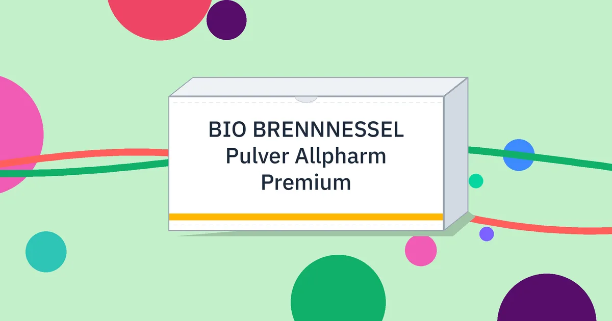 Symbolbild: Packung mit der Aufschrift BIO BRENNNESSEL Pulver Allpharm Premium (PZN 19512889) – Verfügbarkeit und Bezug in Apotheken in Frankfurt am Main