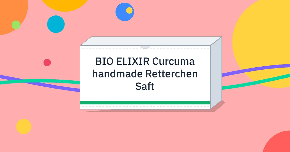 Symbolbild: Packung mit der Aufschrift BIO ELIXIR Curcuma handmade Retterchen Saft (PZN 16735442) – Verfügbarkeit und Bezug in Apotheken in Frankfurt am Main