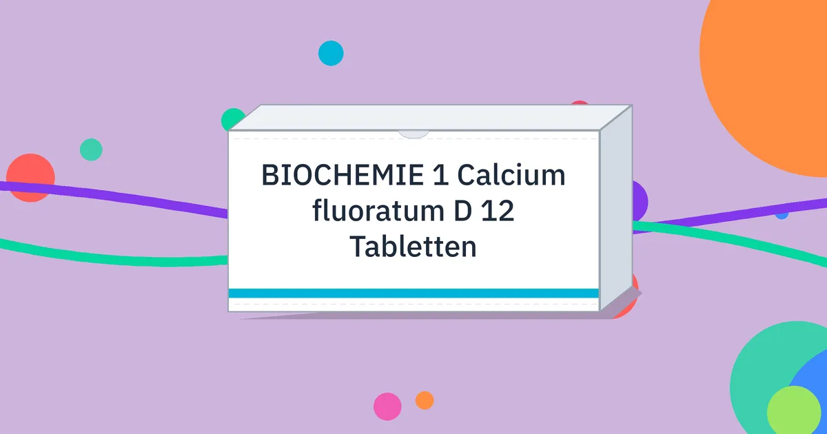 Symbolbild: Packung mit der Aufschrift BIOCHEMIE 1 Calcium fluoratum D 12 Tabletten (PZN 05955577) – Verfügbarkeit und Bezug in Apotheken in Frankfurt am Main