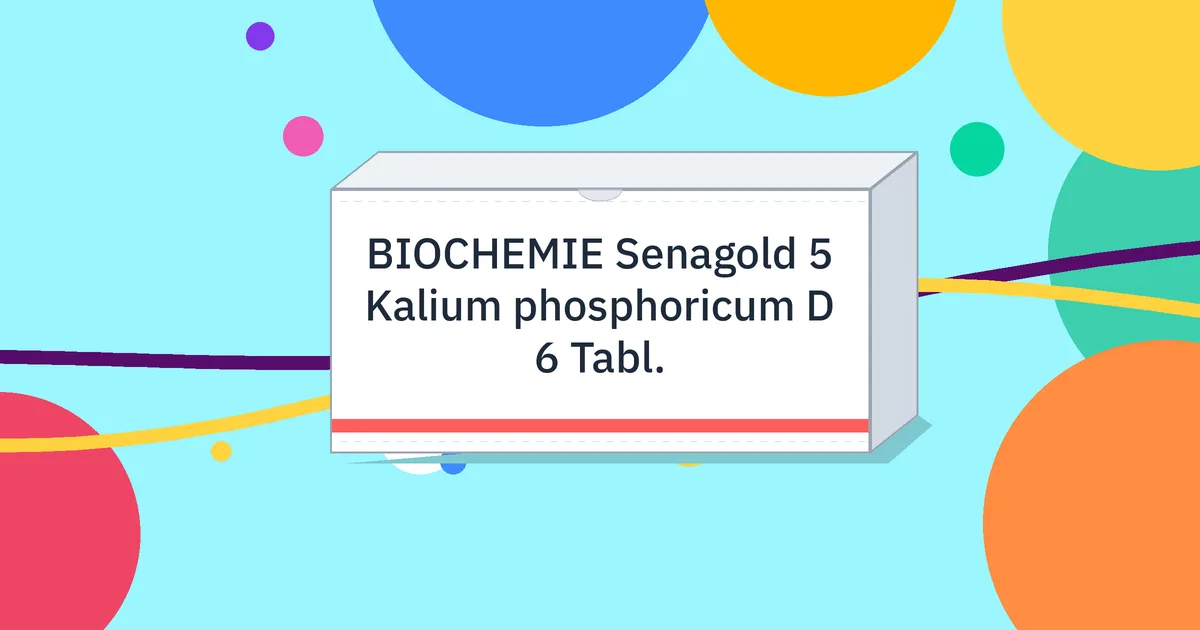 Symbolbild: Packung mit der Aufschrift BIOCHEMIE Senagold 5 Kalium phosphoricum D 6 Tabl. (PZN 06827551) – Verfügbarkeit und Bezug in Apotheken in Frankfurt am Main
