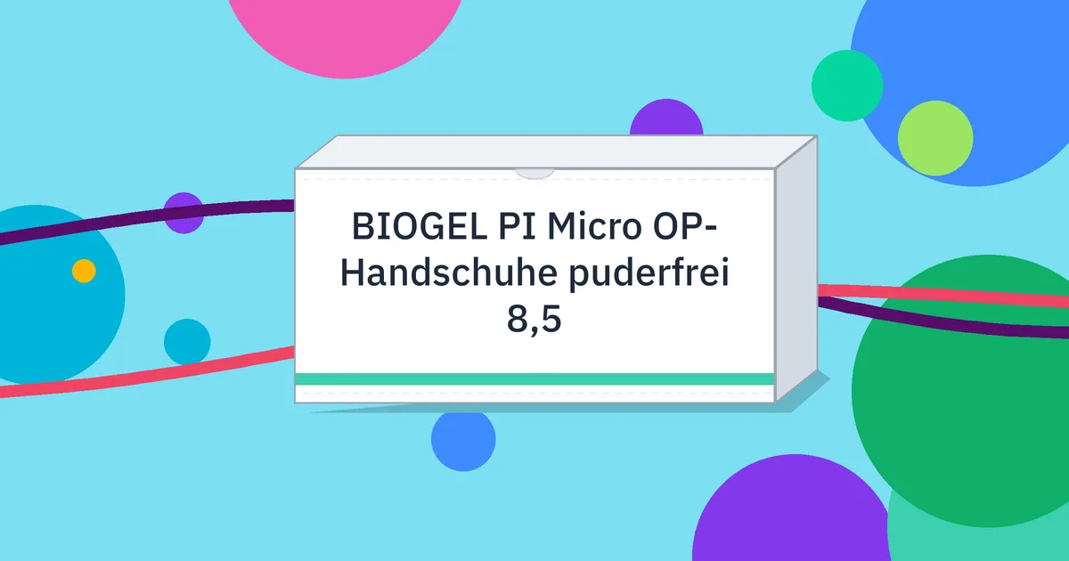 Symbolbild: Packung mit der Aufschrift BIOGEL PI Micro OP-Handschuhe puderfrei 8,5 (PZN 13864765) – Verfügbarkeit und Bezug in Apotheken in Frankfurt am Main