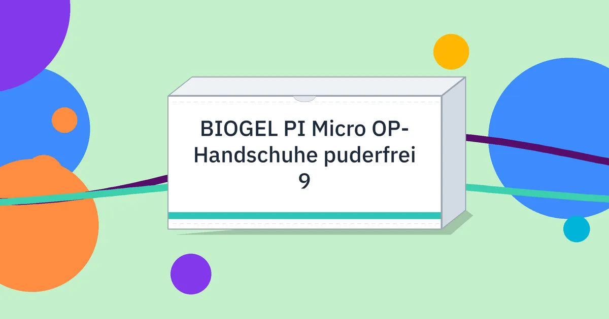 Symbolbild: Packung mit der Aufschrift BIOGEL PI Micro OP-Handschuhe puderfrei 9 (PZN 13864771) – Verfügbarkeit und Bezug in Apotheken in Frankfurt am Main