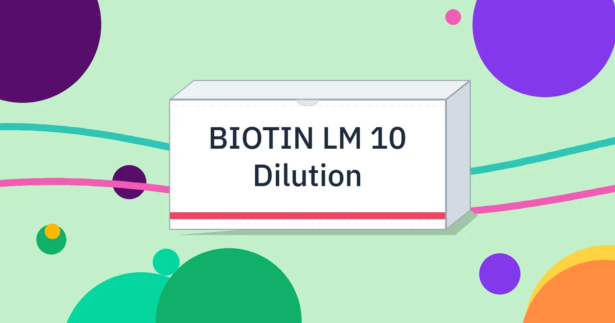 Symbolbild: Packung mit der Aufschrift BIOTIN LM 10 Dilution (PZN 12794235) – Verfügbarkeit und Bezug in Apotheken in Frankfurt am Main