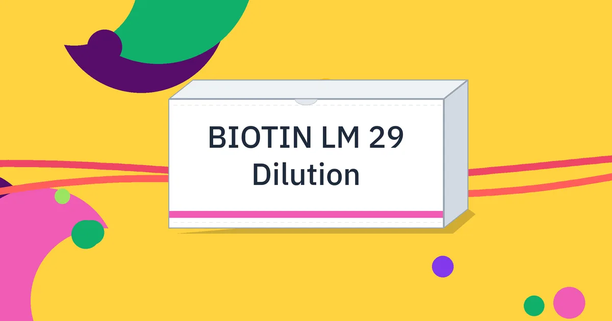 Symbolbild: Packung mit der Aufschrift BIOTIN LM 29 Dilution (PZN 12794471) – Verfügbarkeit und Bezug in Apotheken in Frankfurt am Main